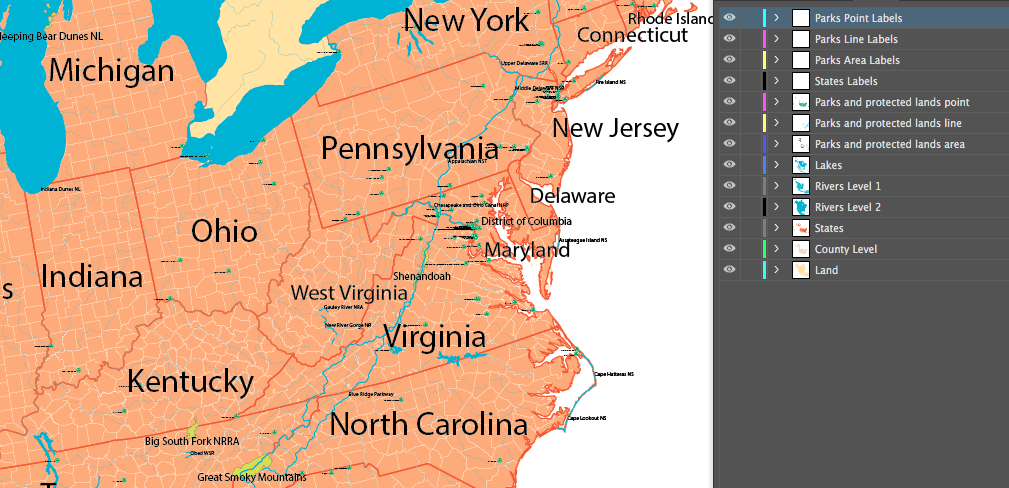 Additional map: US national parks (equidistant conic) – Maptorian