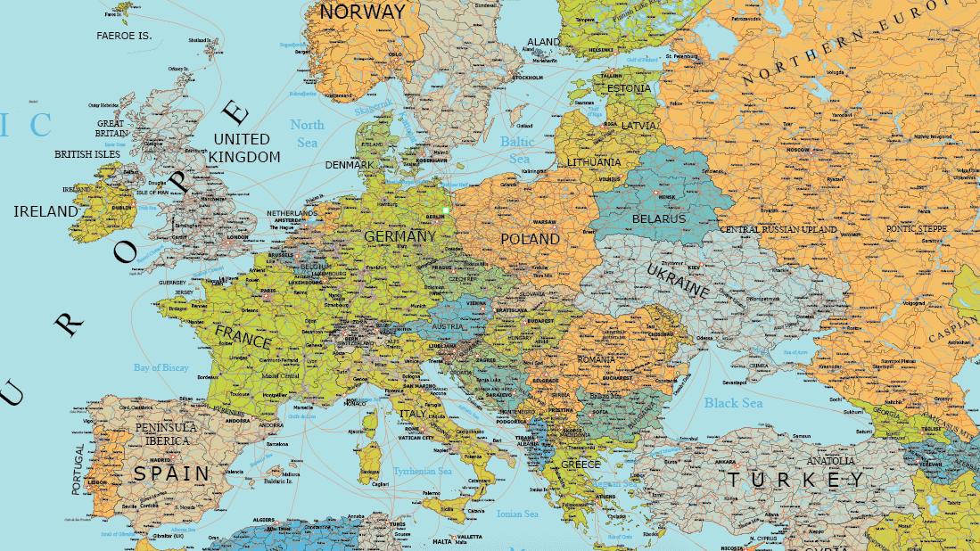 Detailed vector map of Europe – Maptorian