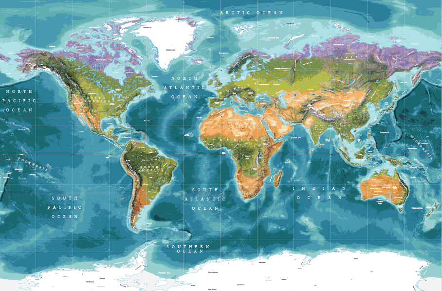 Physical vector maps of the world – Maptorian